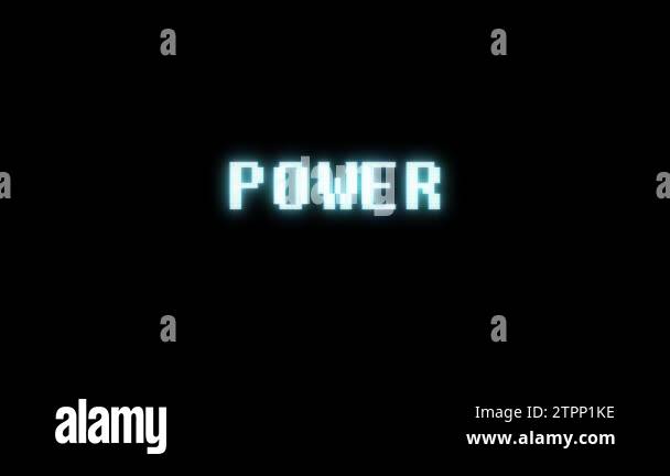 retro videogame POWER word text computer old tv glitch interference ...