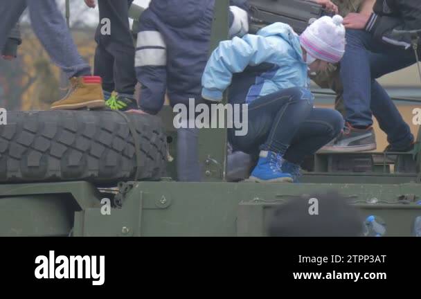 Nato Operation in Opole Kids on a Panzer Roof Military Vehicle Children ...