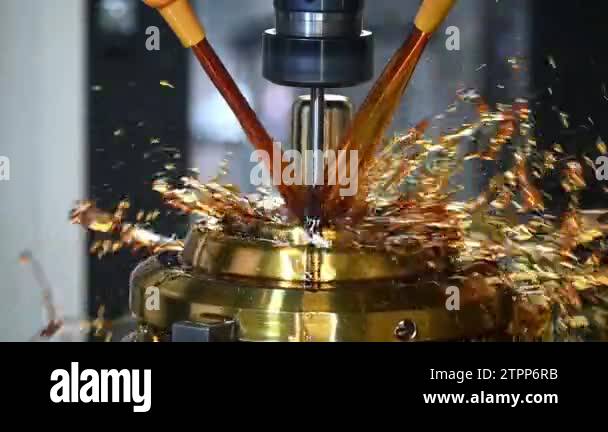 Slow motion scene the CNC milling machine cutting the shell mold parts ...