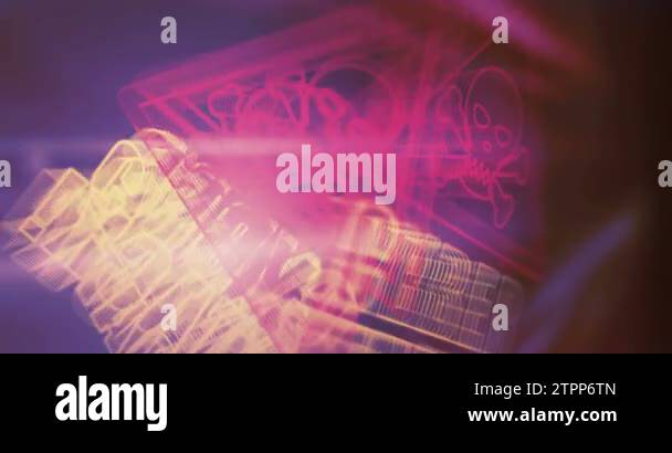 Cyber attack hacking and virus network security breach alert symbol ...