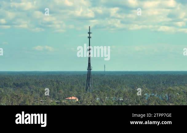 Tall telecommunication radio cell tower with wireless communication 5g antennas for network ...