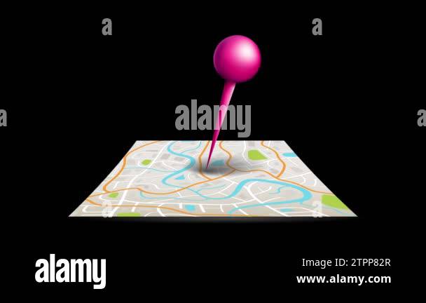 A city map animation with digital satellite gps pin point sign symbol ...