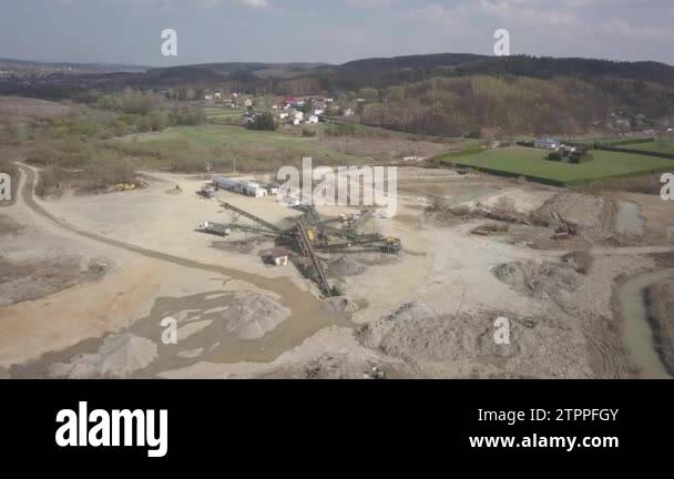 Extraction, washing, sorting and distraction of river gravel. Mining ...