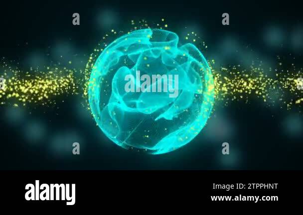 Abstract Motion Background with particles and sphere. Abstract animated motion background of ...