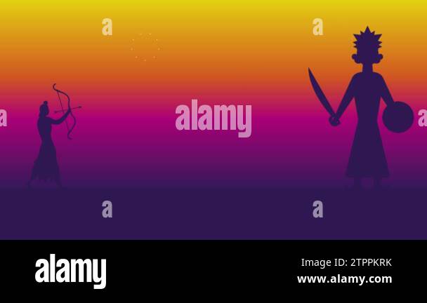 Happy Dussehra Vijayadashami short video concept. Moving banner with ...