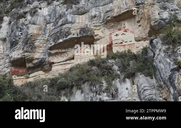 Revash, Peru - 06 02 2019: historical archeological site of the tombs ...