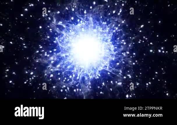 Magical smooth animation of glowing particles. trace of blue sphere ...