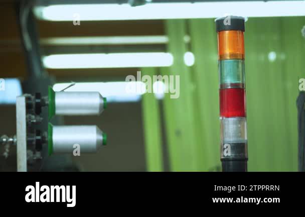 alarm or warning light. close-up. the green lamp is blinking. Flashing ...