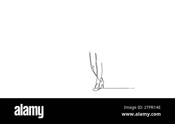 Self drawing animation single line draw young pretty female presenter ...