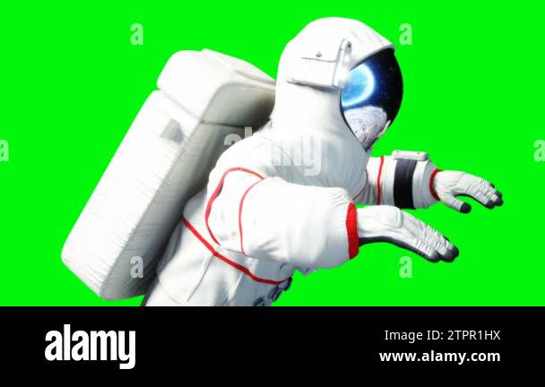 Astronaut levitation in space. Green screen. Realistic 4k animation ...