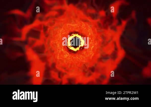Abstract fire energy tunnel. flying through a rotating fire whirlwind ...