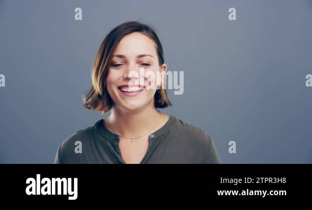 Woman, face and happiness with rock gesture for concert, punk and ...