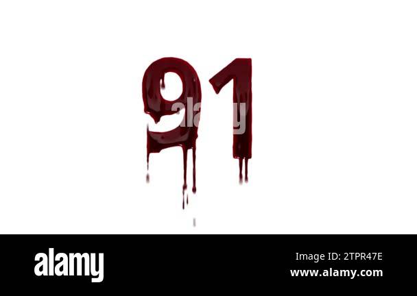 Bloody number 91 with alpha channel, number 91 in blood Stock Video ...