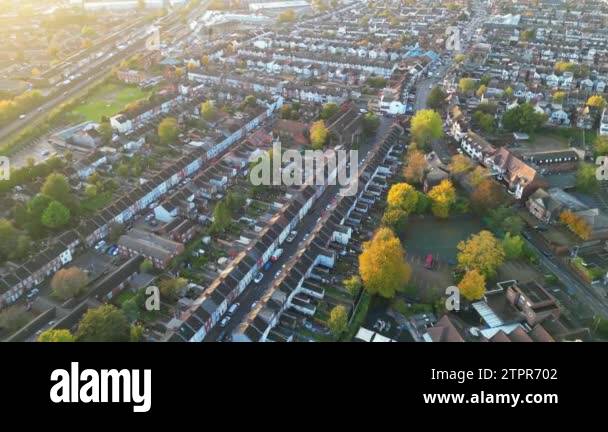 UK, ENGLAND, LUTON - 4TH NOVEMBER, 2023: Aerial Footage of Bury Park ...