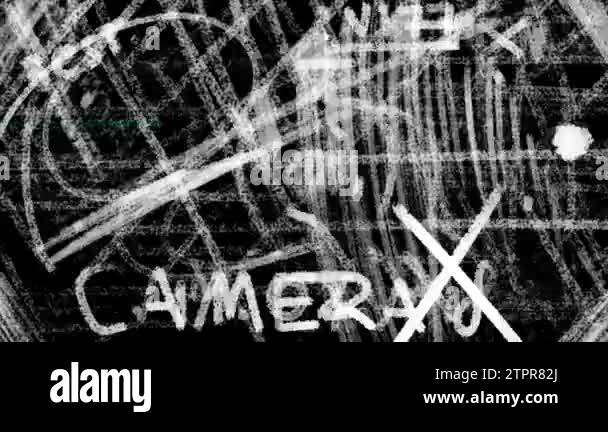 Animation with the texture of drawing strokes and noise on a black ...