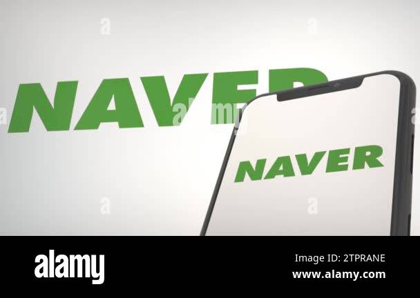Naver Pay app logo in mobile display screen and background editorial ...