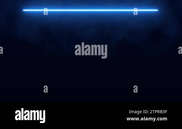 Animation of blue neon led lamp frame, empty space, ultraviolet light ...