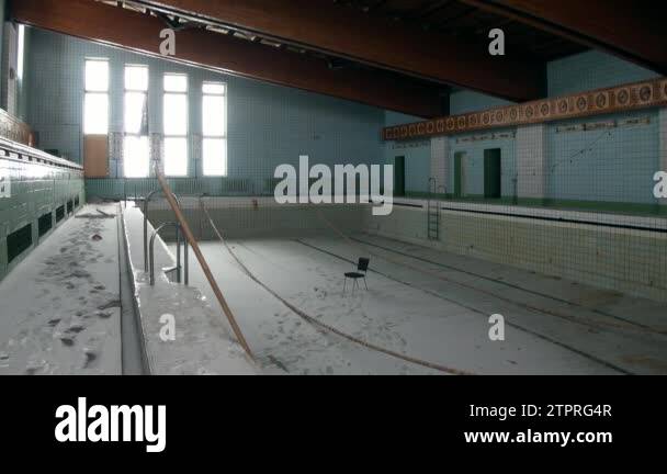 Swimming pool in building of Palace of Culture and Sports in Pyramiden ...