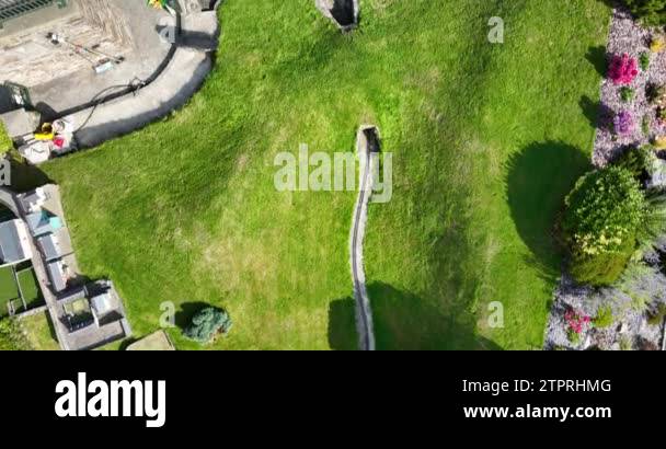 Aerial. Circular. Magnificent park with miniature towns and a working ...