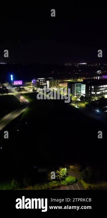 Vertical Footage of Northampton City of England During Night ...