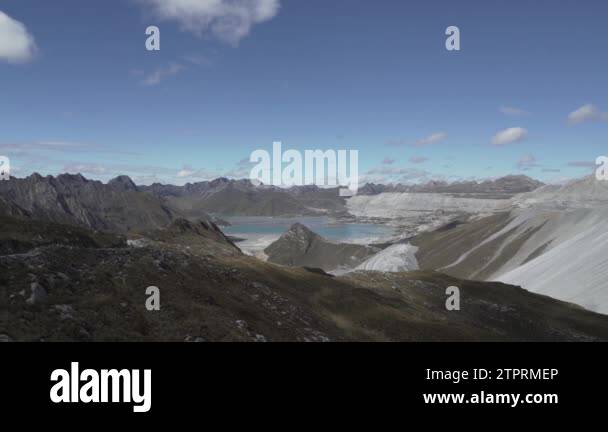 mine in the high country of the andes mountains in Peru, with view over ...