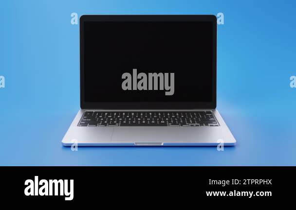 Animation of Modern Notebook with green screen on display for chroma ...