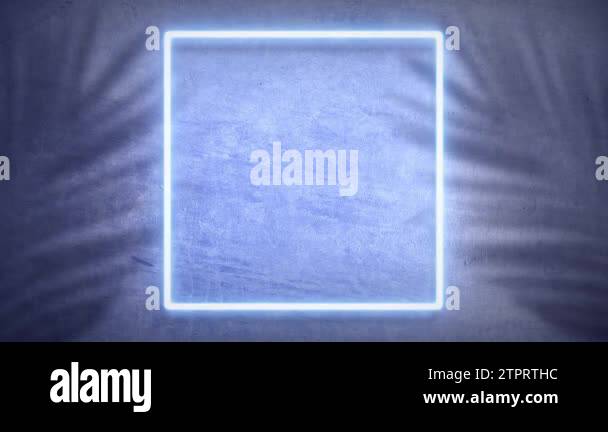 Neon light frame, glowing rectangle. White fluorescent lamp on texture ...