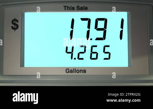 4K footage close-up of display with gas price counter in US dollars ...