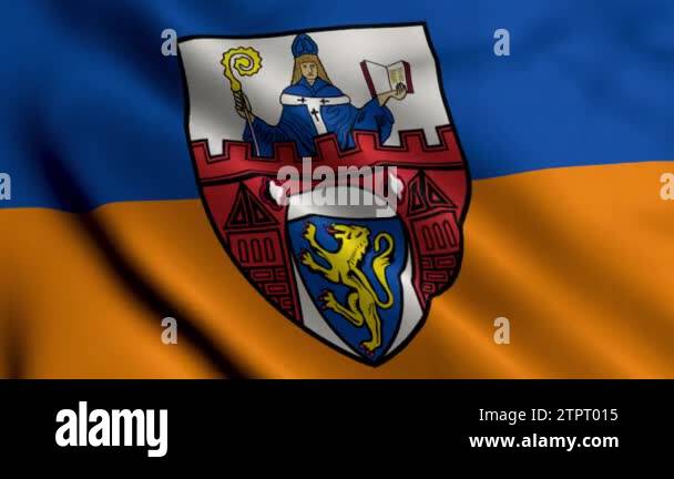 Siegen City State Flag Germany. Waving Fabric Satin Texture National ...