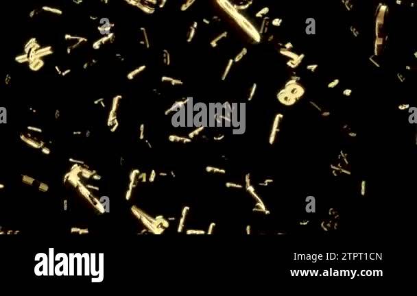 3d golden numbers texture and math symbol animation spinning in black ...