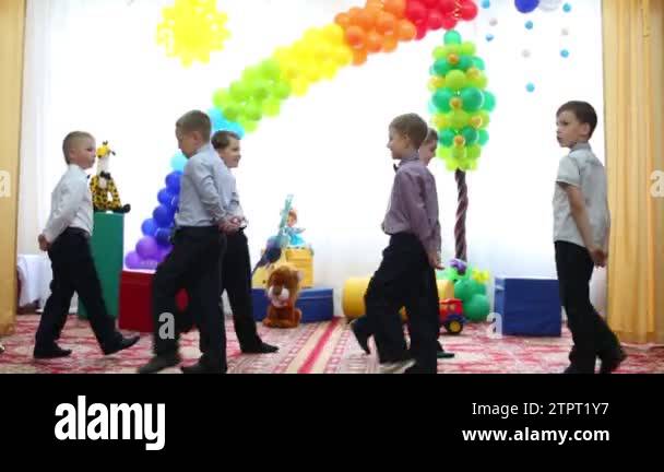 boys line up in kindergarten Stock Video Footage - Alamy
