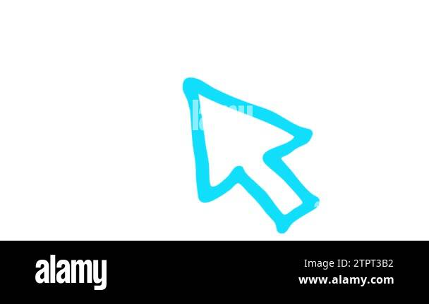Animated blue symbol of mouse cursor. Arrow with rays clicks. Icon in ...