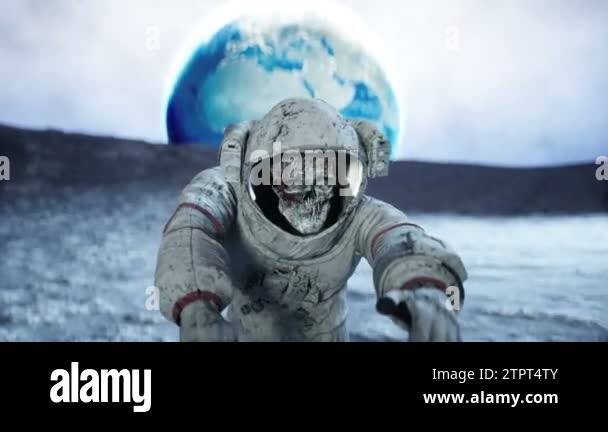 Dead zombie astronaut on moon. Cadaver. Realistic 4k animation Stock ...