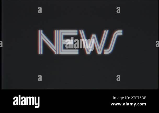 retro NEWS text computer old tv glitch interference noise screen ...