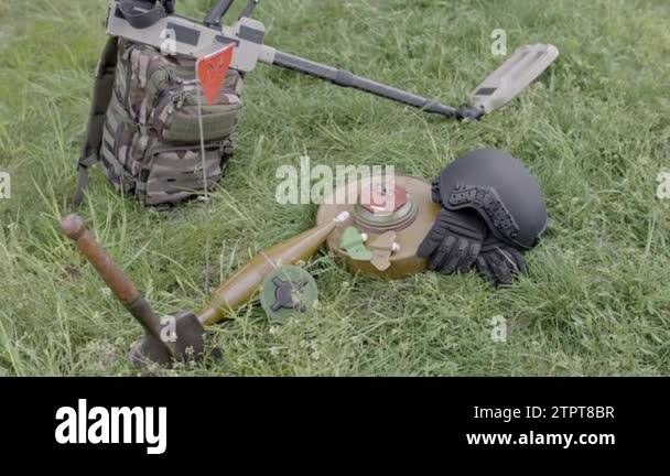 Explosive objects - shells, rockets, mines, are lying in the fields of ...