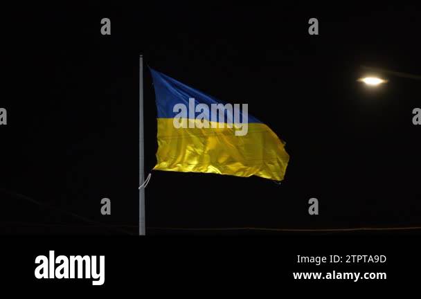 Beautiful stock footage of a Ukrainian flag waving proudly on a ...
