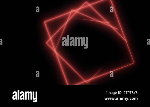 Neon Square Loop Background. Abstract background with neon squares. Seamless loop. Red squares ...