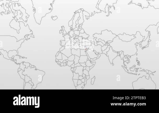 Minimal style World Map Animation. Glowing hot points in Global white ...