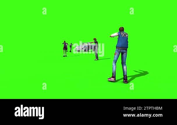 Pickup Run Over Zombies Green Screen 3D Renderings Animations Stock ...