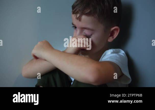 Portrait of a Cute boy with big tears running down his cheeks, Sad ...
