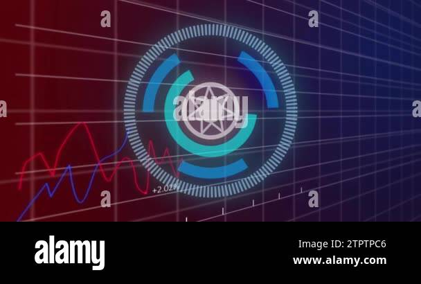 Animation of scope scanning and data processing. Global connections, digital interface and data ...
