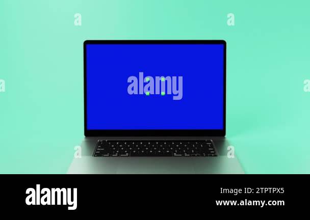 Animation of slim, modern laptop with chromakey and trackingpoints to ...