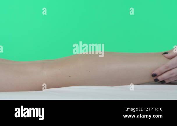 Body tonus advertisement concept. Beauty clinic room, woman on massage ...