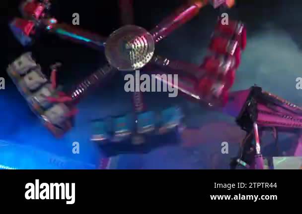 Anapa, Russia 11.12.23 Crazy thrill ride. Inertial rotating in 2 ...
