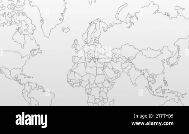Minimal style World Map Animation. Glowing hot points in Global white ...