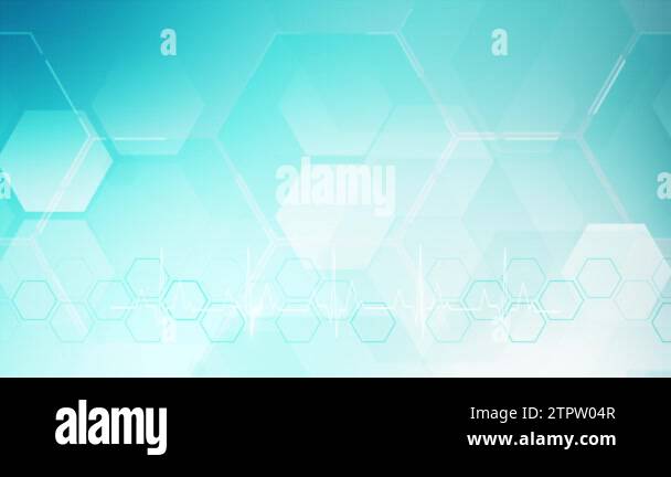 Blue medical screensaver with animated heart cardiogram line on ...