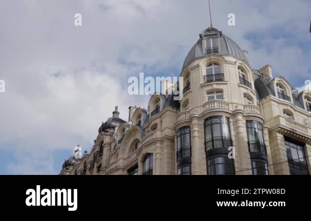 Typical Parisian Building With Balconies And Windows. Haussmann Style ...