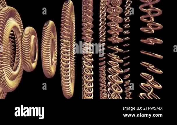 moving rotating golden metal gears chain elements seamless loop ...
