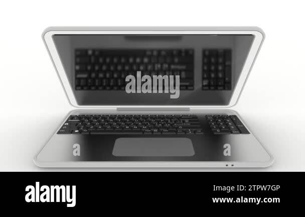 Videos. 3D illustration. Chroma key. Grey laptop. Opening and closing ...