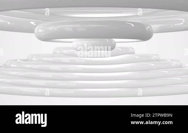 Abstract white glass circles liquid glass animation. Seamless loop ...